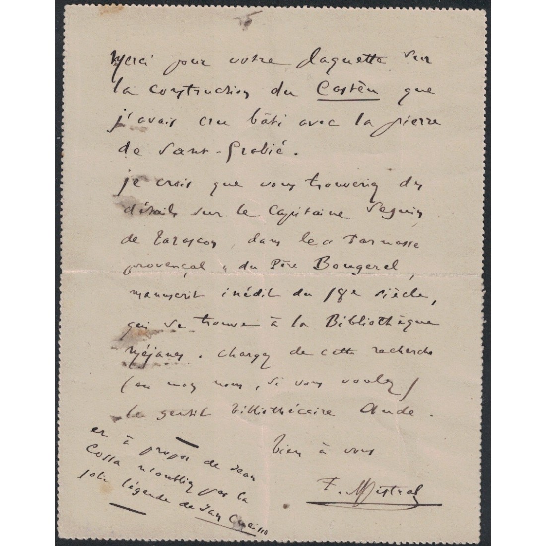 MISTRAL Frédéric (1830-1914) – Ecrivain Provençal – Prix Nobel.